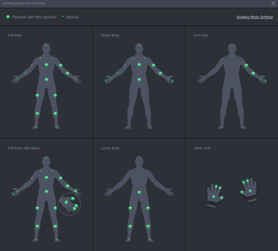 Working Mode – PERCEPTION NEURON